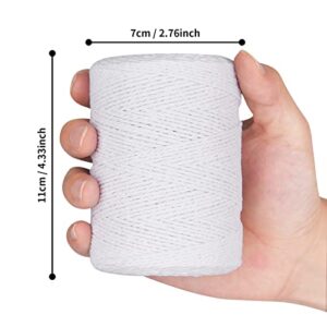 Ohtomber White Cotton Butchers Twine - 656 Feet 2MM Thick String, Kitchen Cooking Bakers Twine Rope for Meat and Roasting, Natural Twine String for Crafts Gardening, Garden Twine, Gift Wrapping Twine