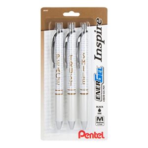 pentel energel inspire peace/trust/smile, (0.7mm) medium line, black ink 3-pk