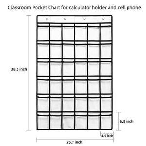 SAVERHO 36 Pockets Classroom Pocket Chart for Cell Phones, Pocket Chart for Calculator Holder with 36 Number Sticker (White)