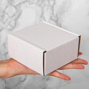 RUSPEPA Recyclable Corrugated Box Mailers - Cardboard Box Perfect for Shipping Small - 4" x 4" x 2" - 50 Pack - Oyster White