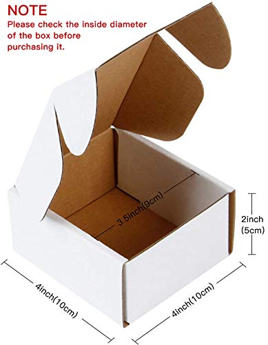 RUSPEPA Recyclable Corrugated Box Mailers - Cardboard Box Perfect for Shipping Small - 4" x 4" x 2" - 50 Pack - Oyster White