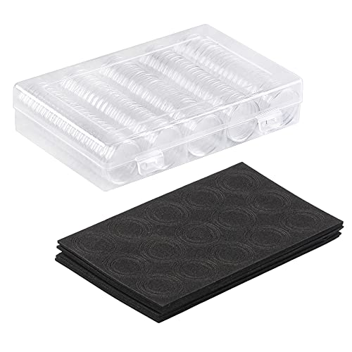 SPLF 100 Pieces 30mm Coin Capsules and 5 Sizes (17/20/25/27/30mm) Protect Gasket Coin Holder Case with Plastic Storage Organizer Box for Coin Collection Supplies