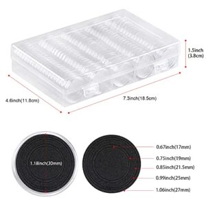 SPLF 100 Pieces 30mm Coin Capsules and 5 Sizes (17/20/25/27/30mm) Protect Gasket Coin Holder Case with Plastic Storage Organizer Box for Coin Collection Supplies