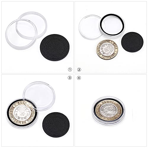 SPLF 100 Pieces 30mm Coin Capsules and 5 Sizes (17/20/25/27/30mm) Protect Gasket Coin Holder Case with Plastic Storage Organizer Box for Coin Collection Supplies