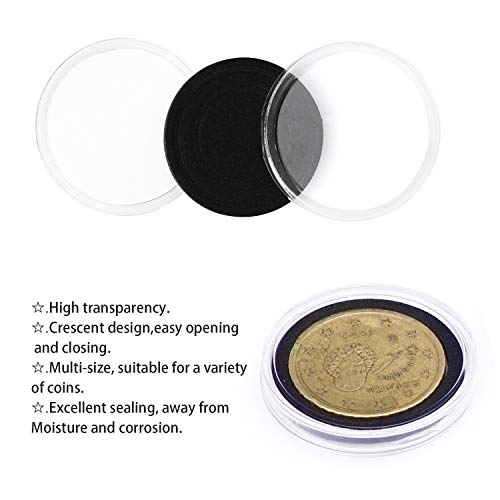 SPLF 100 Pieces 30mm Coin Capsules and 5 Sizes (17/20/25/27/30mm) Protect Gasket Coin Holder Case with Plastic Storage Organizer Box for Coin Collection Supplies