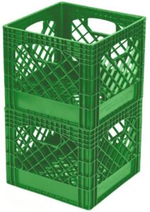 buddeez mc01016g355 milk crates, 16-quart, medium green, 2-pack