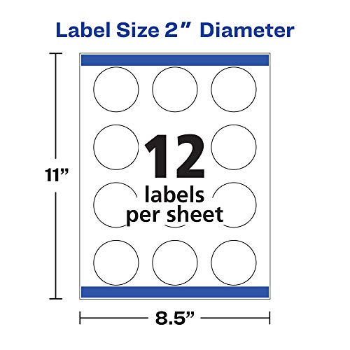 Avery Printable Round Labels with Sure Feed, 2" Diameter, Glossy Clear, 120 Customizable Labels (22825)