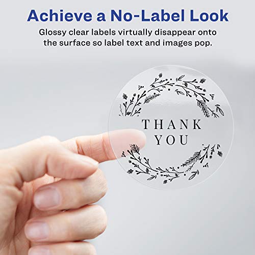 Avery Printable Round Labels with Sure Feed, 2" Diameter, Glossy Clear, 120 Customizable Labels (22825)