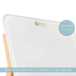 Desktop Glass Whiteboard with Reversable Wood Stand, Tabletop Small Portable Dry Erase White Board Easel, Reusable Desk Notepad 9.5"x6.7" for Office, Home, School, Marker&Eraser Included, Yeoux