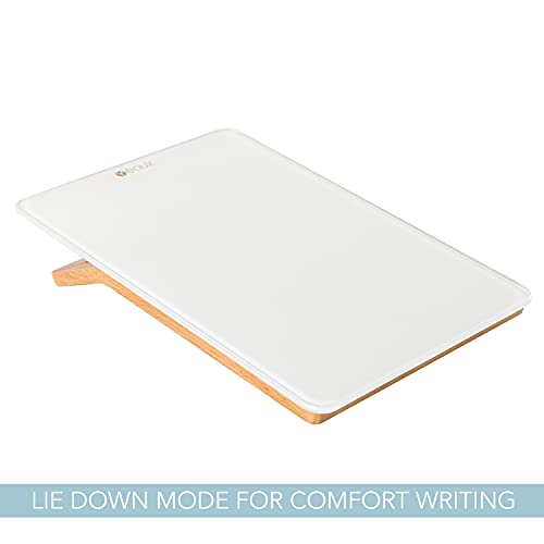 Desktop Glass Whiteboard with Reversable Wood Stand, Tabletop Small Portable Dry Erase White Board Easel, Reusable Desk Notepad 9.5"x6.7" for Office, Home, School, Marker&Eraser Included, Yeoux