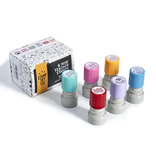 Stamp Joy - 6 Self-Ink Flash Stamp Set, Multicolor Teacher Stamps, Office Stationery Stamps, Pre-Inked (Inspiration Set)