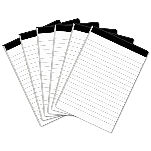 MuiAng 6pcs Perforated Note Pads College Ruled - 4" x 6" Inch Writing Notepad for Daily Planning - Perforated Small Notepads with 30 Sheets per Pad - Ruled Papers