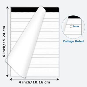 MuiAng 6pcs Perforated Note Pads College Ruled - 4" x 6" Inch Writing Notepad for Daily Planning - Perforated Small Notepads with 30 Sheets per Pad - Ruled Papers