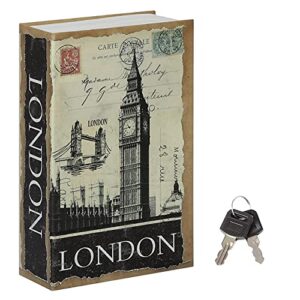 jssmst diversion book safe with key lock, secrect hidden safe lock box large money box high capacity, 9.5 x 6.2 x 2.2 inches, sm-bs019ln london bridge