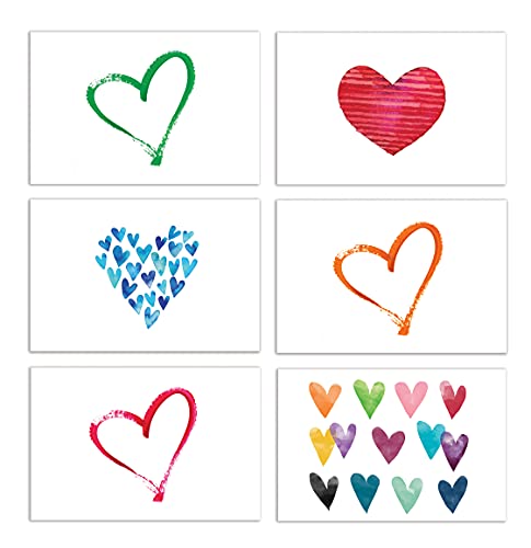 Better Office Products 100-Pack All Occasion Greeting Cards, Assorted Blank Note Cards, 4 x 6 inch, 6 Contemporary Heart Designs, Blank Inside, with Envelopes, 100 Pack