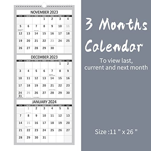 2023-2024 Wall Calendar – Apr.2023 - Jul.2024, 3 Month Calendar Vertical Display, 3-Month Wall Calendar 2023-2024, 11" x 26", Large Monthly Calendar, Lay- Flat, Holidays, Blocks, Perfect for Planning