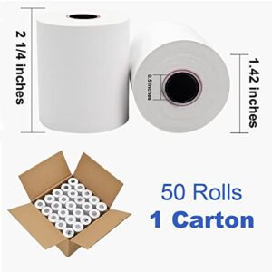 SJPACK Thermal Paper 2 1/4" x 50' Pos Receipt Paper, 50 rolls Cash Register Roll Verifone Vx510 Vx520 Vx570 Ingenico iCT200 iCT 220 iCT250