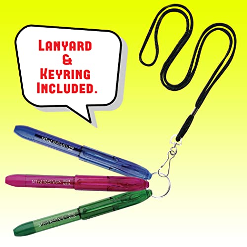 RSVP 8 Mini Pens Ballpoint Pocket Pen Includes a Keyring and Lanyard necklace