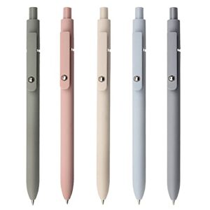 DIBALIYI Quick Dry Ink Pens, Gel Pens Fine Point Smooth Writing, Retractable 0.5 mm Black Ink Pens, Rollerball Pens for Note Taking School Office Supplies, Cute Pens for Women Gifts (5)