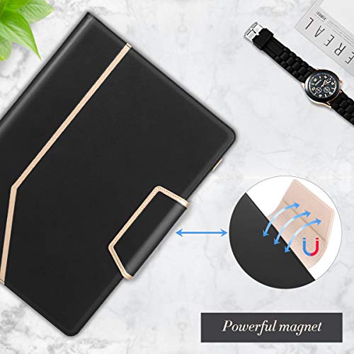 Toplive Padfolio Portfolio Case, Conference Folder Executive Business Padfolio with Document Sleeve,Letter/A4 Size Clipboard,Business Card Holders, Portfolio Padfolio for Women/Men,Black