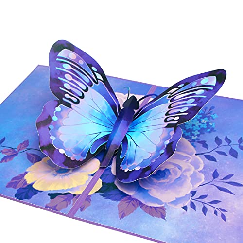 Ribbli Butterfly Birthday Card - 3D Greeting Pop Up Card,Morpho Butterfly Card,Anniversary,Retirement,Thinking Of You,Get Well,Butterfly Gifts For Her,Women,Wife,Daughter,Girl,Mom,Girlfriend