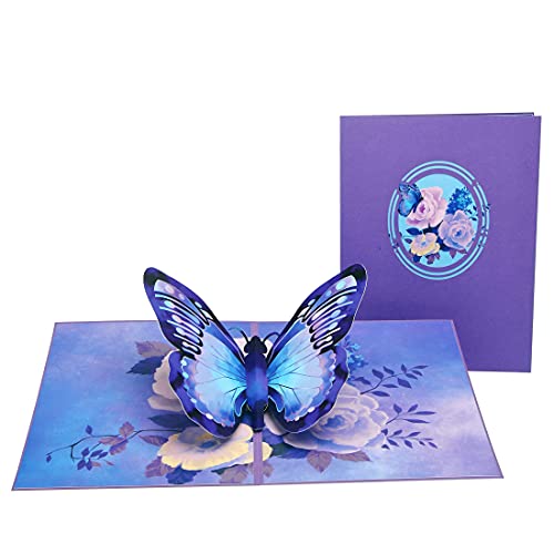 Ribbli Butterfly Birthday Card - 3D Greeting Pop Up Card,Morpho Butterfly Card,Anniversary,Retirement,Thinking Of You,Get Well,Butterfly Gifts For Her,Women,Wife,Daughter,Girl,Mom,Girlfriend