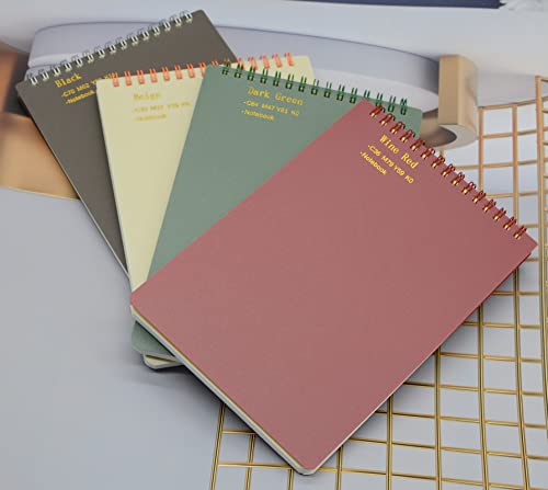 Yansanido Top Bound Spiral Notebook, 4 Pcs 4 Color A5 Size Thick Plastic Hardcover 7mm College Ruled Paper 80 Sheets (160 Pages) Journal for School and Office Supplies (4 Pcs A5)