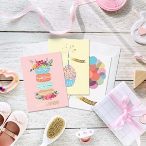 Sweetzer & Orange Gold Foil Bulk Birthday Cards Assortment – 48pc Bulk Happy Birthday Card with Envelopes Box Set – Assorted Blank Birthday Cards for Women, Men, and Kids in a Boxed Card Pack