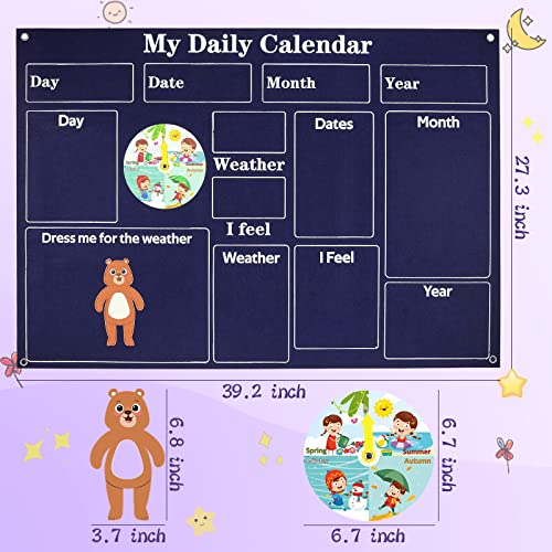 My First Daily Calendar-Preschool Classroom Must Haves, Circle Time Learning Center, Days of the Week Chart for Toddlers Learning, Classroom Calendar for Kids, 3.3Ft Felt Board for Toddlers