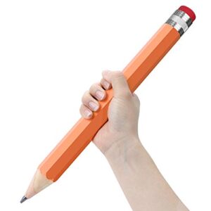 wooden jumbo pencils for prop/gifts/decor – 14 inch funny big novelty pencil with cap(orange red) for schools and homes by bushibu