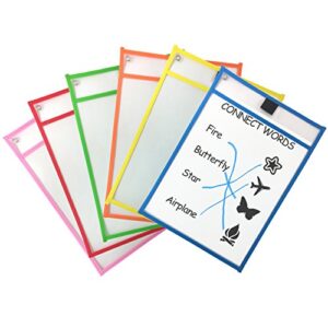 clipco dry erase pocket sleeves assorted colors (6-pack)