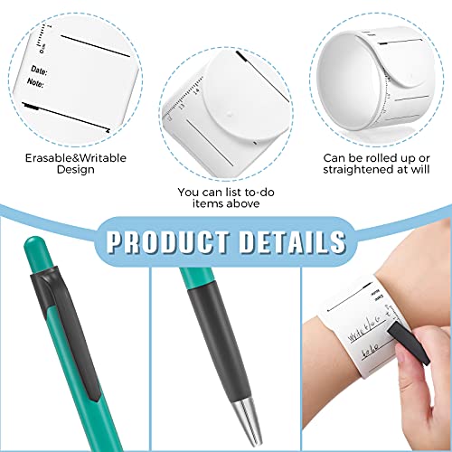 2 Pieces Reusable Erasable to Do List Silicone Wrist Band with 1 Pieces Rolling Ball Gel Ink Pen and 1 Pieces Eraser for Daily Planner, Memo Pad