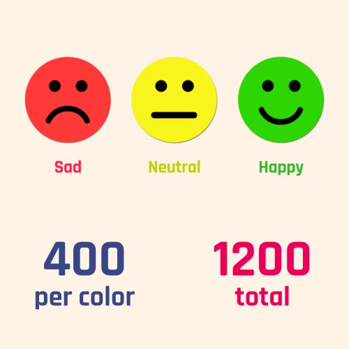 1" Happy/Sad Smiling Face Behavior Stickers - (Red/Yellow/Green), Pack of 1200