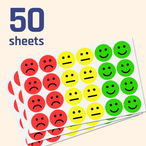 1" Happy/Sad Smiling Face Behavior Stickers - (Red/Yellow/Green), Pack of 1200