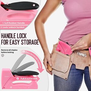 SHALL Light Duty Staple Gun for Wood - Pink Upholstery Staple Gun with 1600pcs JT21 Staples 1/4, 5/16, 3/8 inch and Staple Remover - Women Staple Gun for Crafts, Fabric Stapler Gun for DIY, Decoration