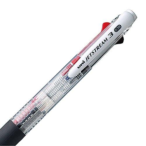 uni Ballpoint Pen Jetstream 3 Color Black, Red, Blue Ink 0.38mm, Transparent (SXE340038.T)