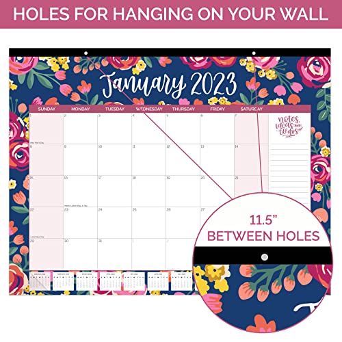 bloom daily planners 2023 Calendar Year Desk/Wall Monthly Calendar Pad (January 2023 - December 2023) - Large 21" x 16" Hanging or Desktop Blotter - Vintage Floral