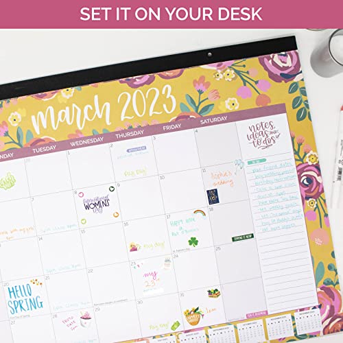 bloom daily planners 2023 Calendar Year Desk/Wall Monthly Calendar Pad (January 2023 - December 2023) - Large 21" x 16" Hanging or Desktop Blotter - Vintage Floral