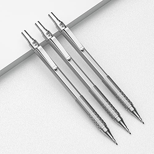 Nicpro Metal 0.9 mm Mechanical Pencils Set with Case, with 3PCS 0.9mm Drafting Pencil, 6 Tubes HB Lead Refills, 3PCS Erasers, Erasers Refills for Adults, Children, Artist Writing, Drawing, Sketching