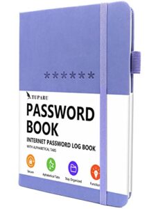 password book with alphabetical tabs – hardcover internet address & password organizer – password keeper notebook for computer & website – 5.2 x 7.6″ log-in password journal w/ thick paper (lavender)