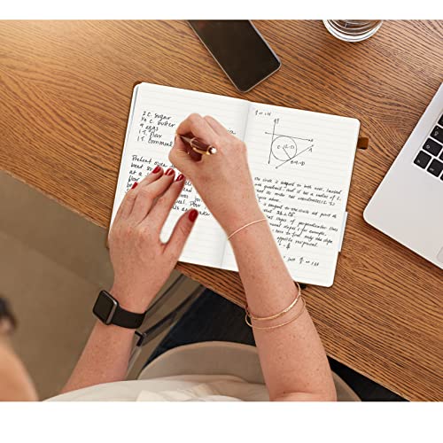 Soomeet Lined Journal Notebook, 200 Pages, Leather Hardcover Notebooks, A5 College Ruled Thick Classic with Pen Loop Notebook Journals for Writing, for Women Men Office School, 5.75'' X 8.38'', Brown