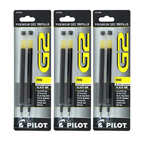 Pilot G2 Gel Ink Pen Refills Black 1.0 mm, 2ct/pk, 3 Packs