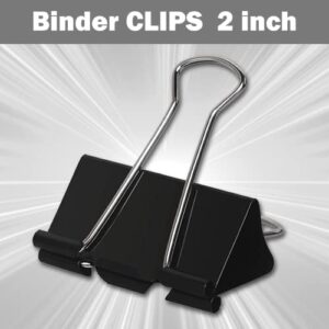 2 Inch Extra Large Binder Clips 48 Pack, Jumbo Paper Clips, Big Paper Clamps, Binder Clips Large Size for Home, School and Office Supplies