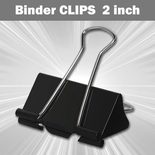 2 Inch Extra Large Binder Clips 48 Pack, Jumbo Paper Clips, Big Paper Clamps, Binder Clips Large Size for Home, School and Office Supplies