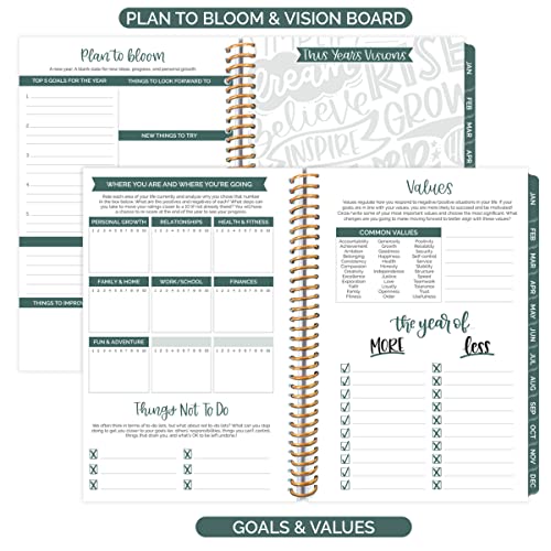 bloom daily planners 2023 Calendar Year Day Planner (January 2023 - December 2023) - 5.5” x 8.25” - Weekly/Monthly Agenda Organizer Book with Stickers & Bookmark - Green Modern Abstract