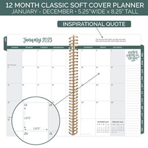 bloom daily planners 2023 Calendar Year Day Planner (January 2023 - December 2023) - 5.5” x 8.25” - Weekly/Monthly Agenda Organizer Book with Stickers & Bookmark - Green Modern Abstract