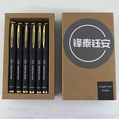 Fengtaiyuan 038P18, Gel Ink Rollerball Pens, Black Ink, Ultra FIne 0.38mm, 18 Pack, Writing Smooth, Cool Pens (0.38mm-Black-18Pack)