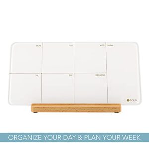 Desktop Glass Weekly Planner Whiteboard with Detachable Wood Stand,Small Portable Dry Erase Calendar to Do List White Board 12x6" for Office, Home, Schools, Marker&Eraser Included, Yeoux