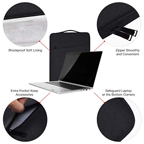 14 Inch Laptop Sleeve Case for Dell XPS 15/Latitude 14/Inspiron 14, Acer HP Lenovo ASUS Chromebook 14/ HP Stream 14/ ASUS ZenBook VivoBook 14/ IdeaPad 3 Computer Notebook Bag(Black)