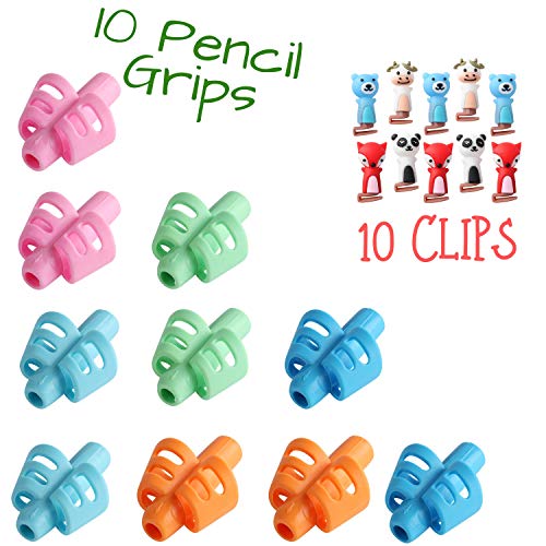 Mr. Pen- Pencil Grips for Kids Handwriting, 20 PCS(10 Pencil Grips+10 Clips), Pencil Grips, Kids Pencils Grip, School Supplies, Pencil Grip, Grip Pencils for Kids, Pencil Holder for Kids, Pen Grip